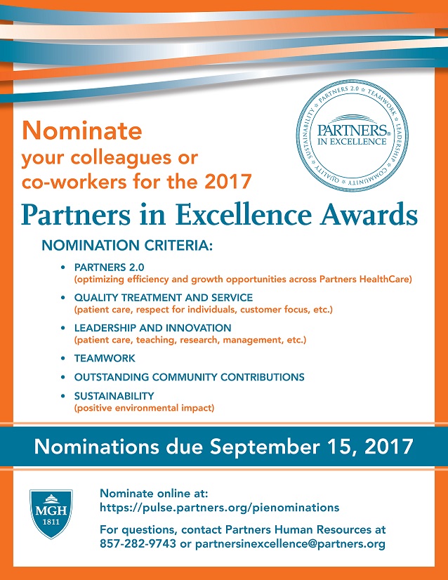 Nominations open for 2017 Partners in Excellence Awards